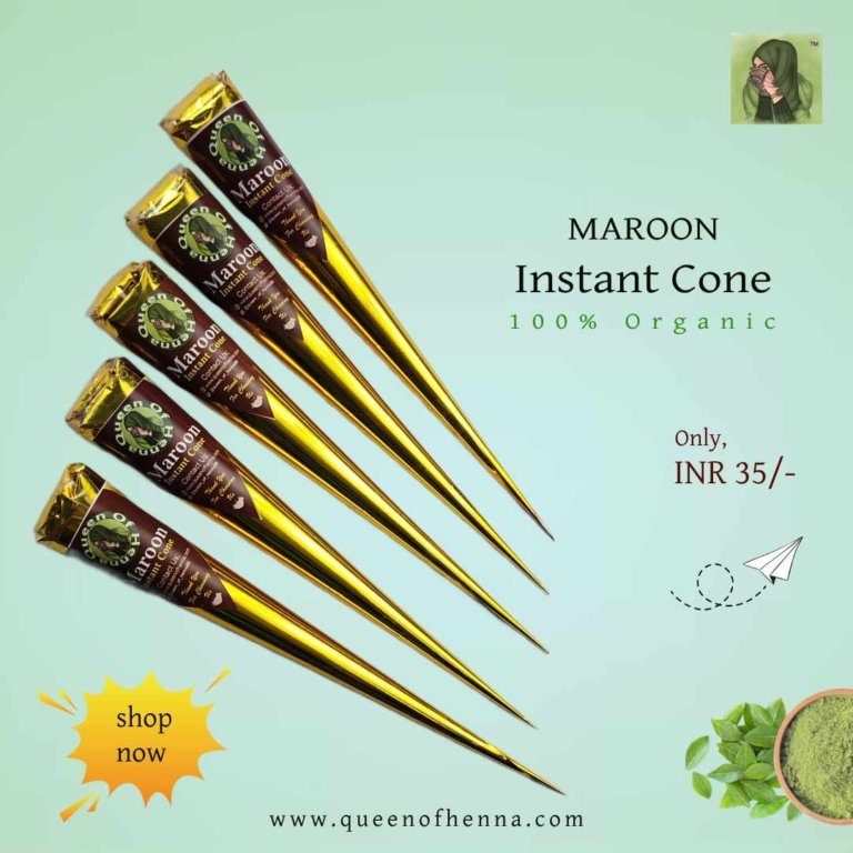 Buy Homemade Maroon Instant Henna Cone | Halal Mehndi Cone